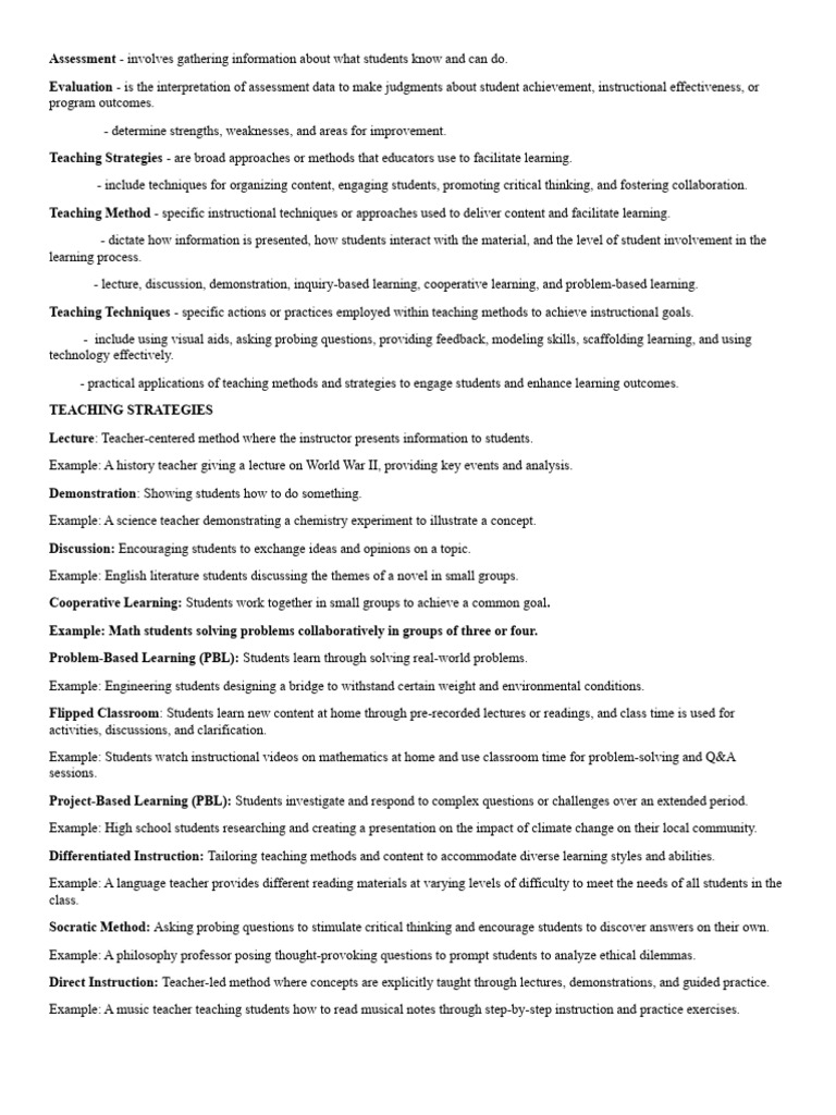 Teaching Strategies - Reviewer | PDF | Educational Assessment ...