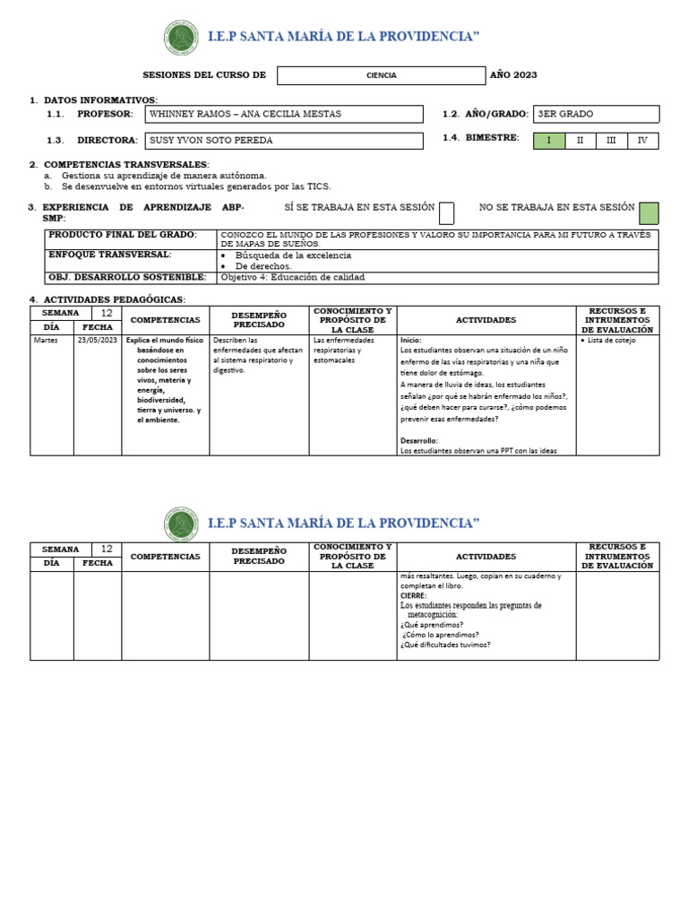 Sesión de Clases Ciencia Semana 12 | PDF | Aprendizaje | Cognición