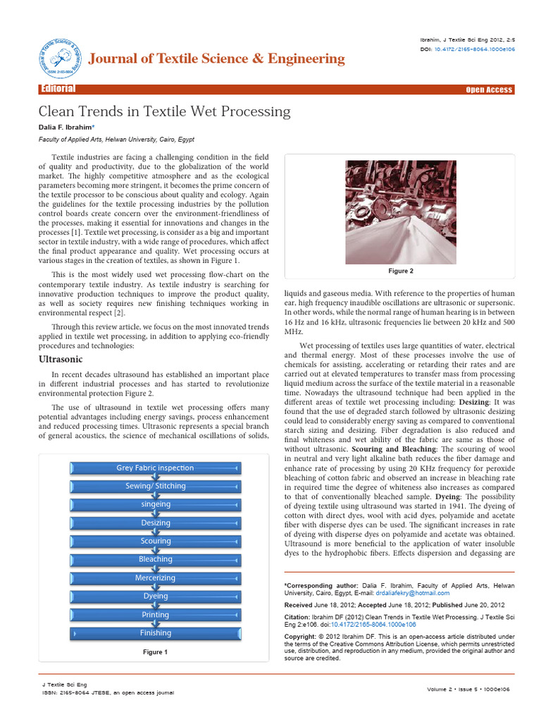 Clean Trends in Textile Wet Processing 2165 8064.1000e106 | PDF ...