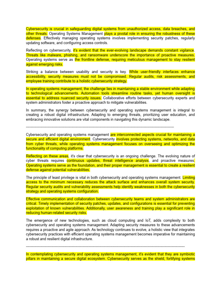 Cybersecurity And Operating Systems Management Download Free Pdf