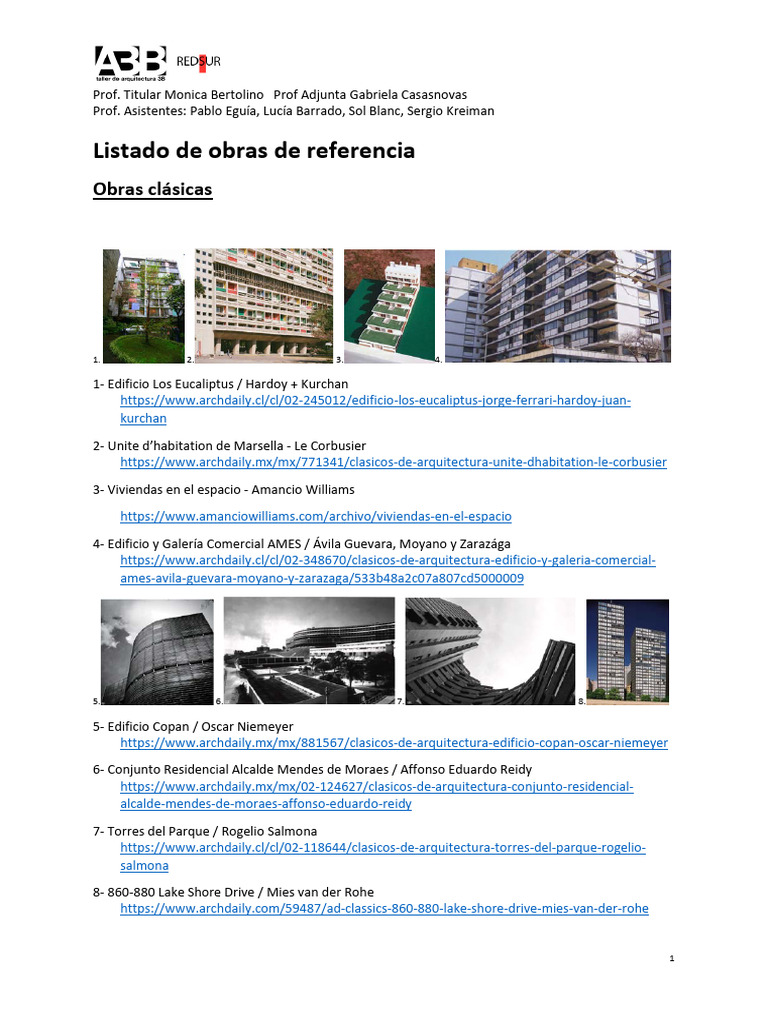 Listado de Obras de Referencia 2024 | PDF | Arquitecto