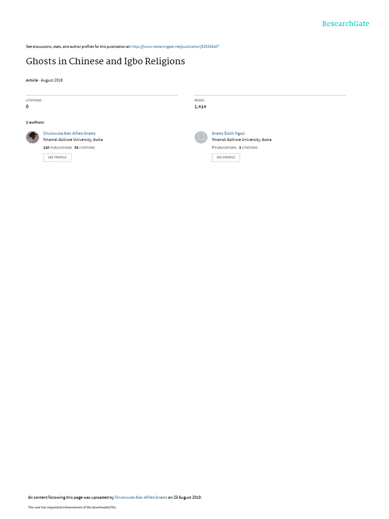 Ghostsin Chineseand Igbo Religion 1 | PDF | Veneration Of The Dead ...