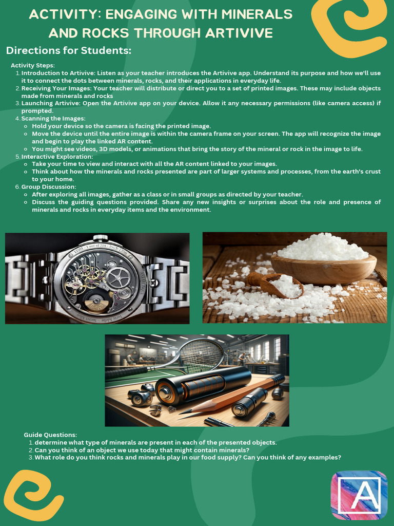 Activity Engaging With Minerals and Rocks Through Artivive | PDF ...