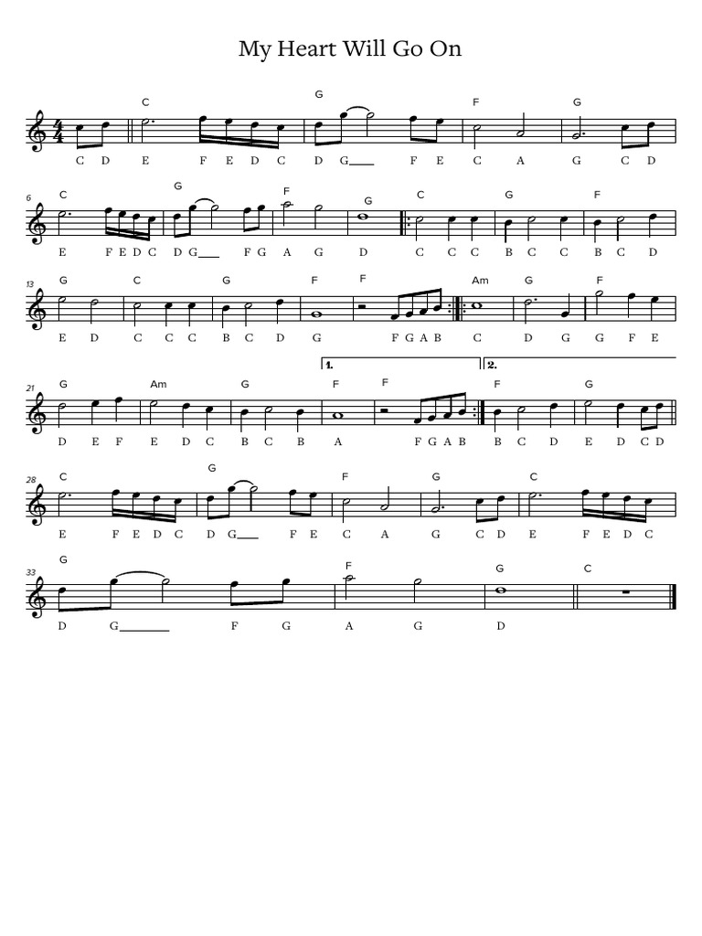 My Heart Will Go On (Letter Names) | PDF