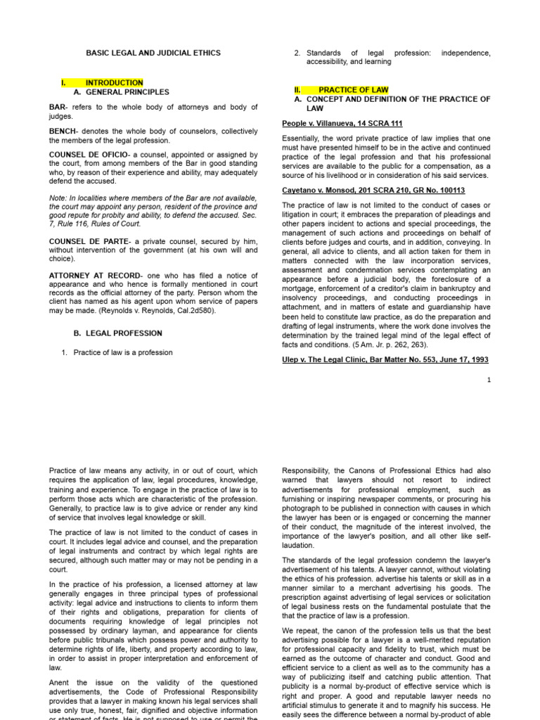 Basic Legal and Judicial Ethics | PDF | Lawyer | Prosecutor