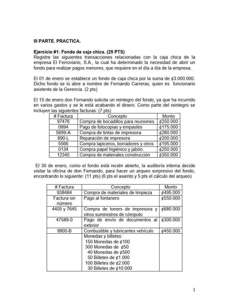 Fondo de Caja Chica: Registro y Ajustes | PDF | Bancos | Moneda