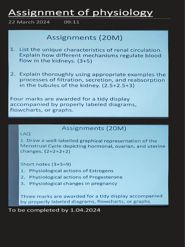 Assignment Of Physiology Pdf
