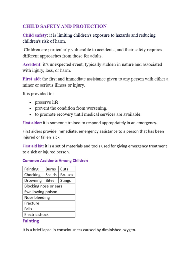 Child Safety and Protection | PDF | First Aid | Burn