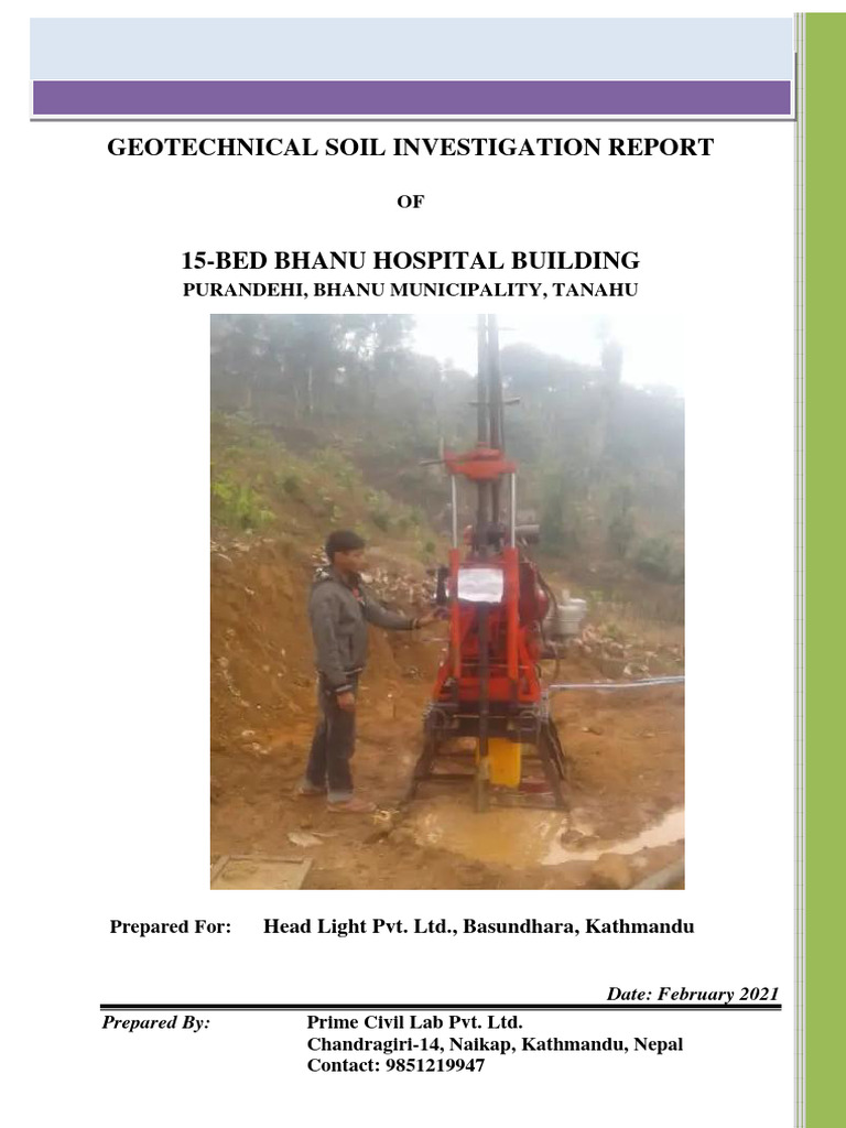 Geotechnical Soil Investigation Report for Bhanu Hospital | PDF | Earthquakes | Earth Sciences