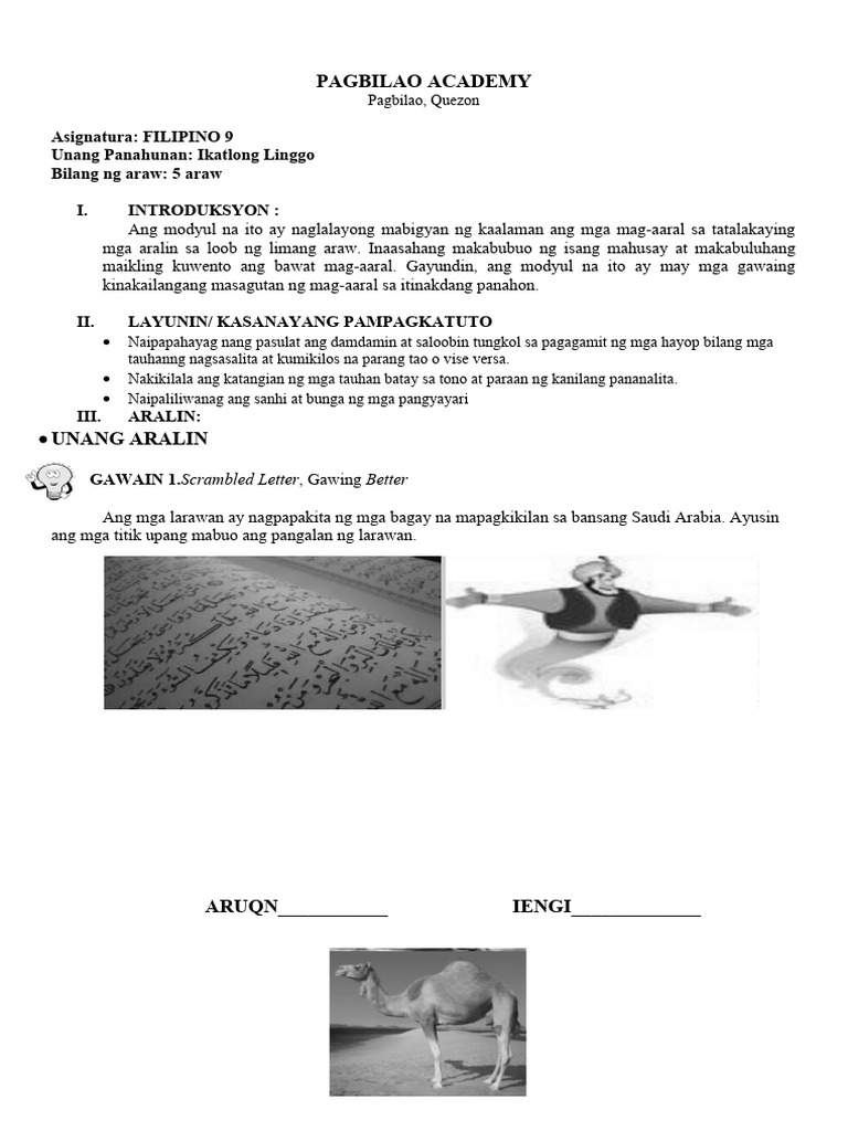 Module Grade 9 (3rd Week) | PDF