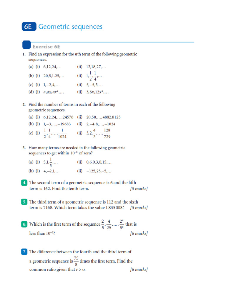 5B AA SL Geometric Sequences | PDF