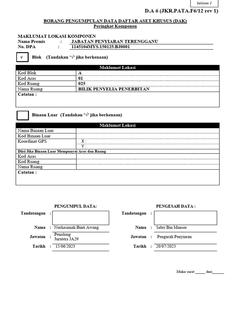 Borang Da6 | PDF