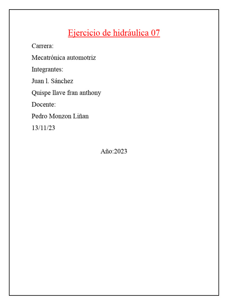 Ejercicio 01 Hidraulica Seminario | PDF | Presión | Solenoide