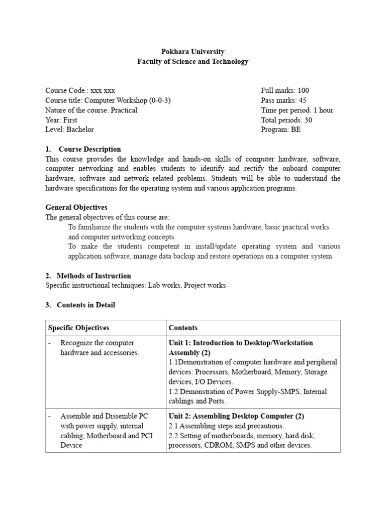 Computer Workshop | PDF | Computer Hardware | Operating System