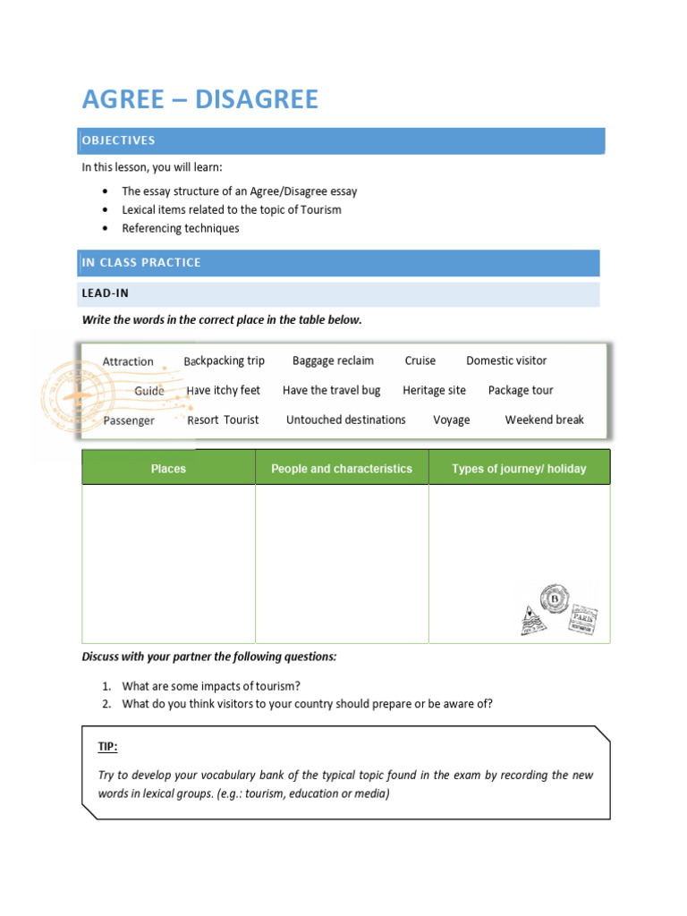 Writing - Agree and Disagree | PDF | Tourism | Clause