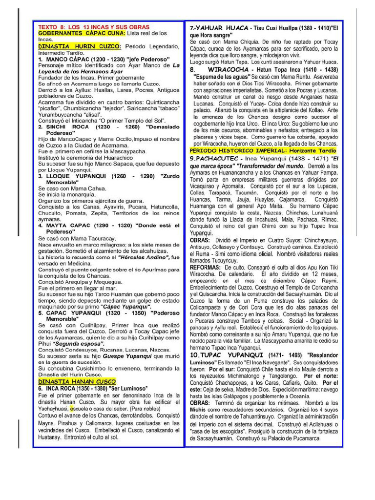 PROCESO HISTORICO - INCAS (2) | PDF