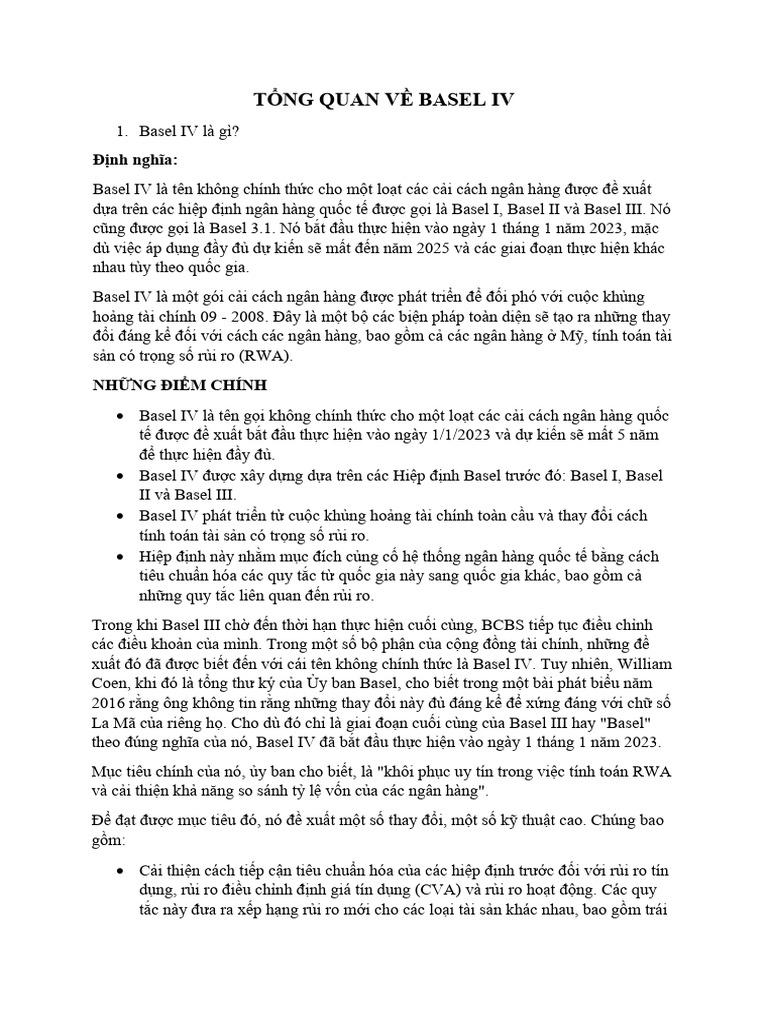tổng quan về basel IV | PDF