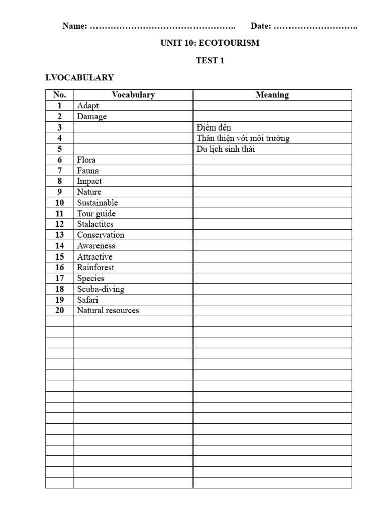 Unit 10 Test 1 | PDF
