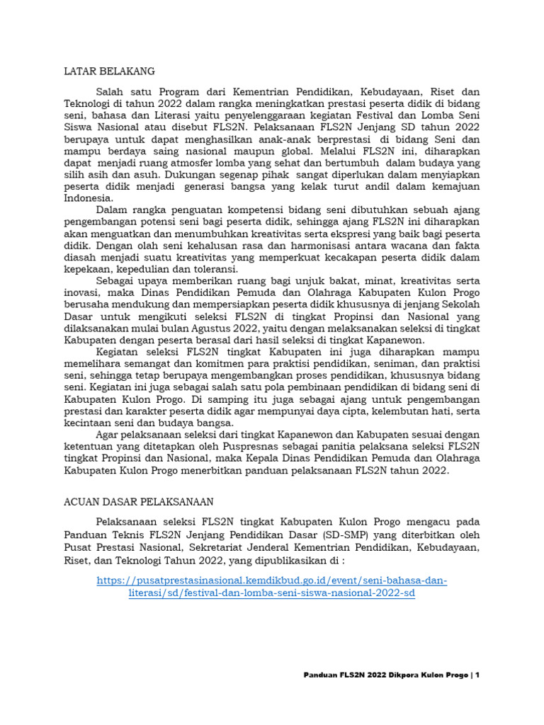 PANDUAN PELAKSANAAN fls2n | PDF