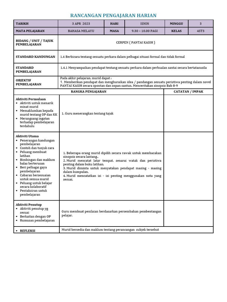 RPH Minggu 3 | PDF | Karier & Perkembangan