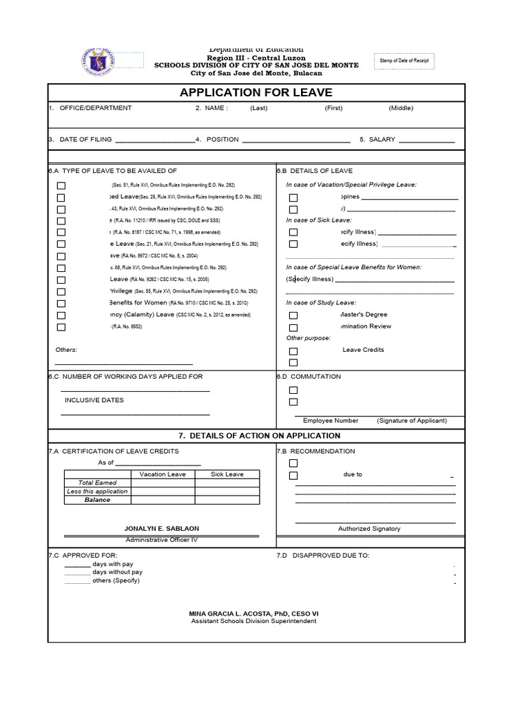 Form-6 Leave Form | PDF | Sick Leave | Parental Leave