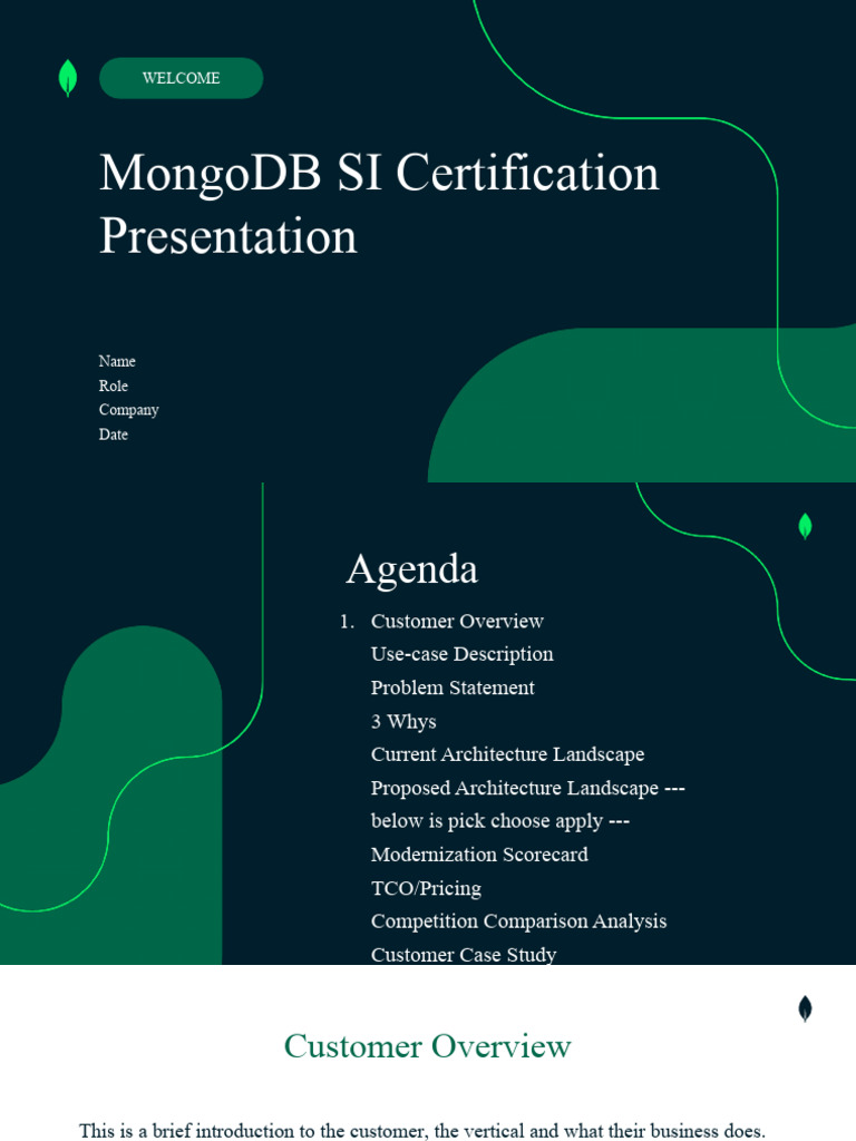 Mongodb Si Certification Presentation: Welcome | PDF | Use Case | Mongo Db