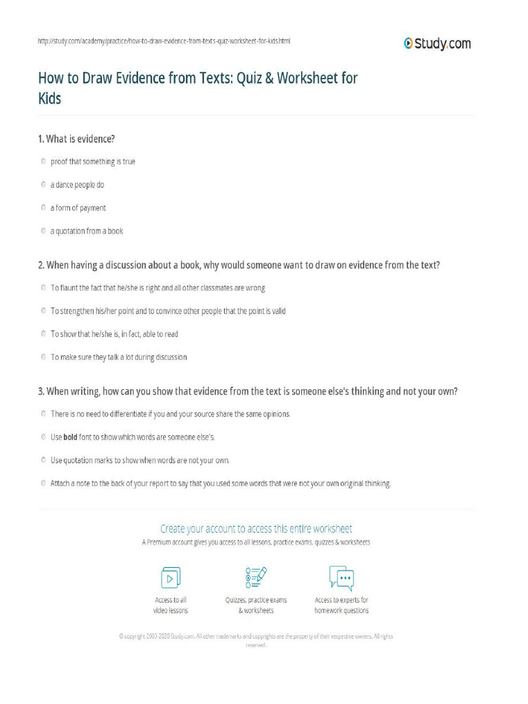 DRAWING EVIDENCE FROM A TEXT | PDF
