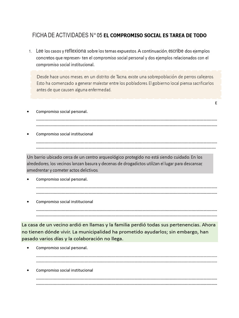 Ficha de Actividades #5 DPCC Vi Eda | PDF