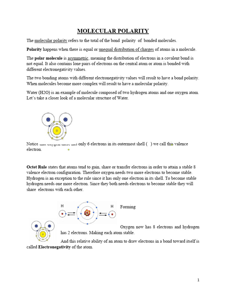 MOLECULAR POLARITY Activity Module | PDF | Chemical Polarity | Chemical ...