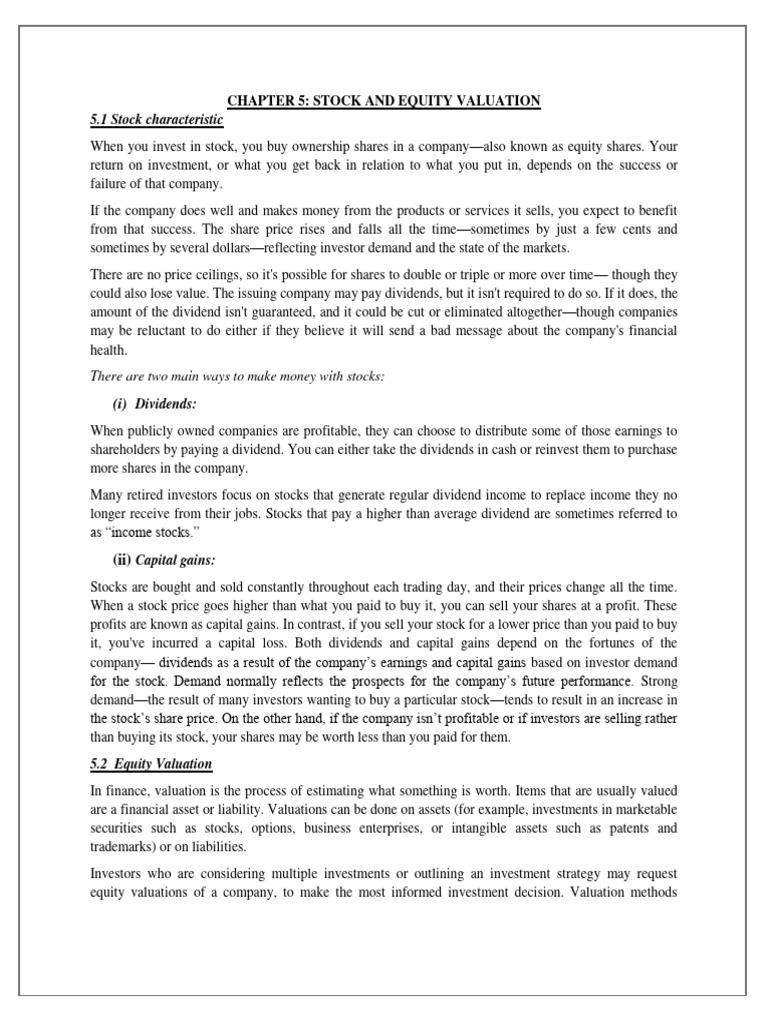 Chapter 5 Stock AND Equity Valuation | PDF | Valuation (Finance) | Stocks