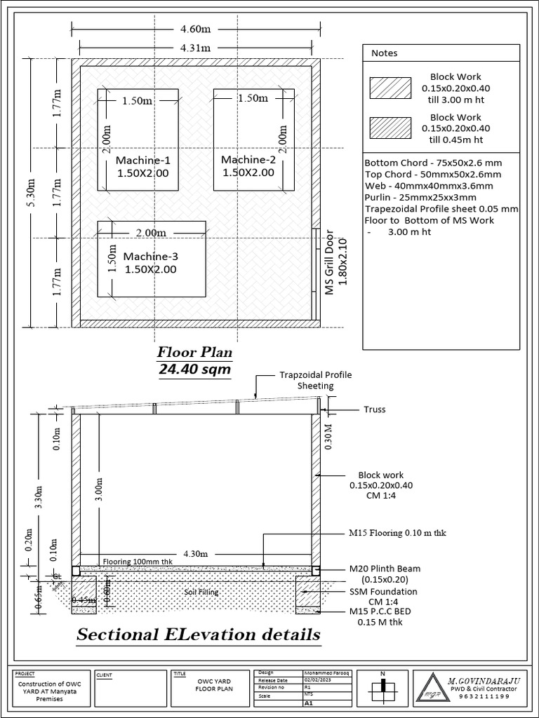 OWC Yard 15x18 Feet | PDF | Sheet Metal | Concrete