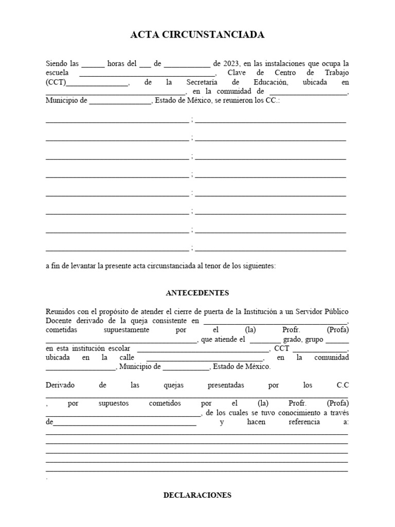 Formato Acta Circunstanciada | PDF