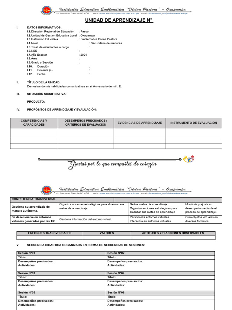 Formato - 02 - Unidad de Aprendizaje - 2024 | PDF | Evaluación | Aprendizaje