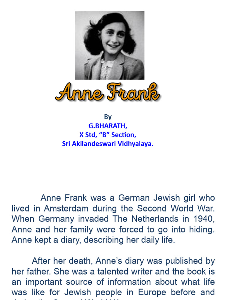 Anne Frank: Life in Hiding and Legacy | PDF | World War II | Nazi Germany