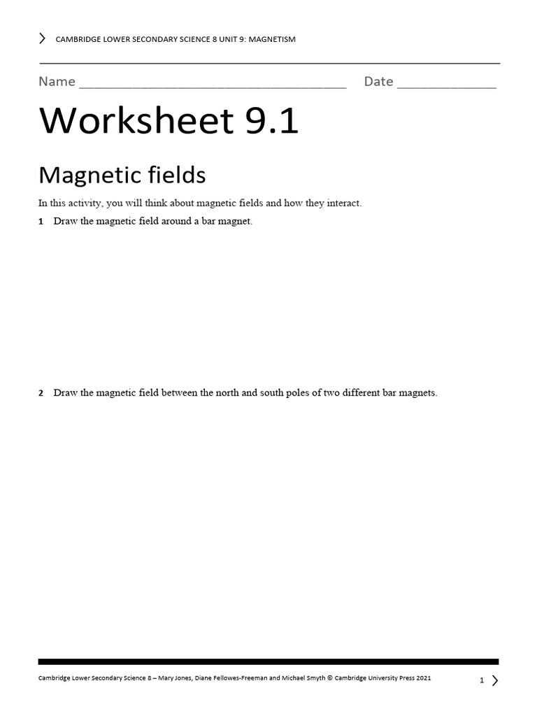 S8 Worksheets Unit 9 | PDF | Inductor | Magnetism