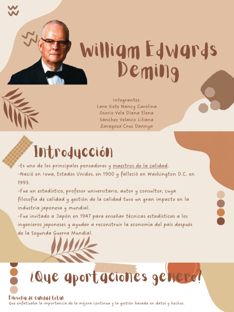 D) William Edwards Deming | PDF | Calidad (comercial) | Economias