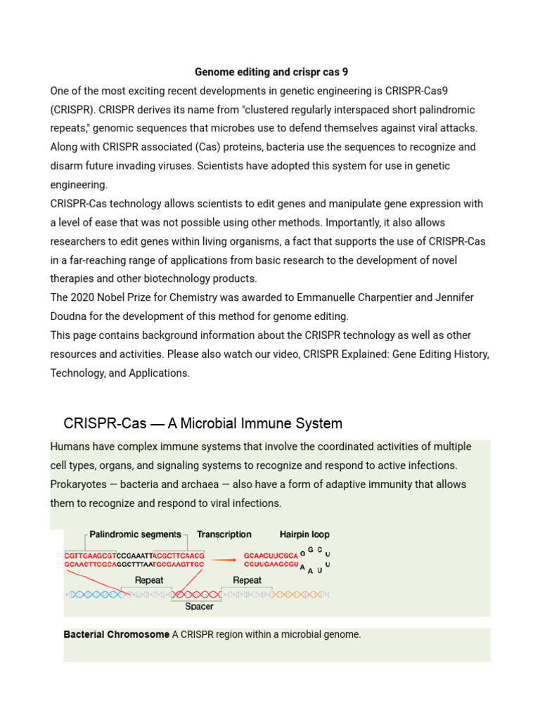 _Genome editing and crispr cas 9 | PDF | Crispr | Dna