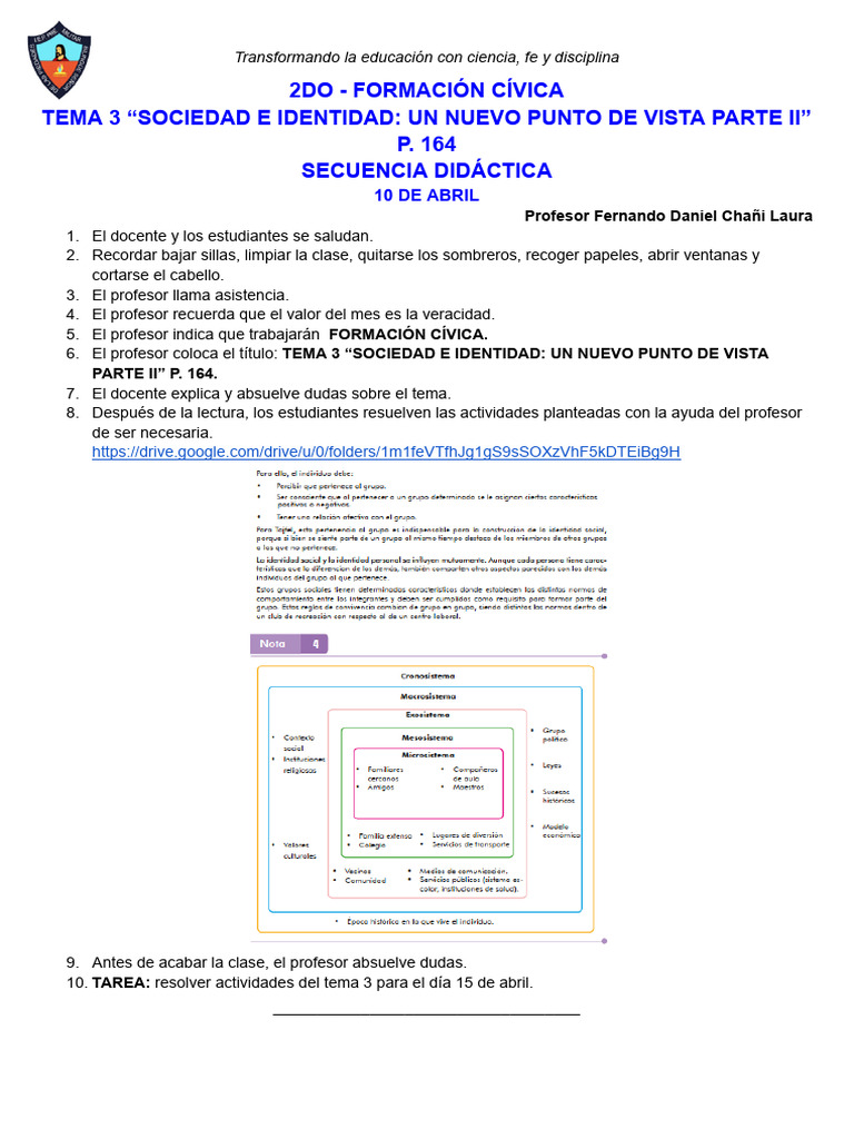 2do - Formación Cívica Tema 3 "Sociedad E Identidad: Un Nuevo Punto de ...