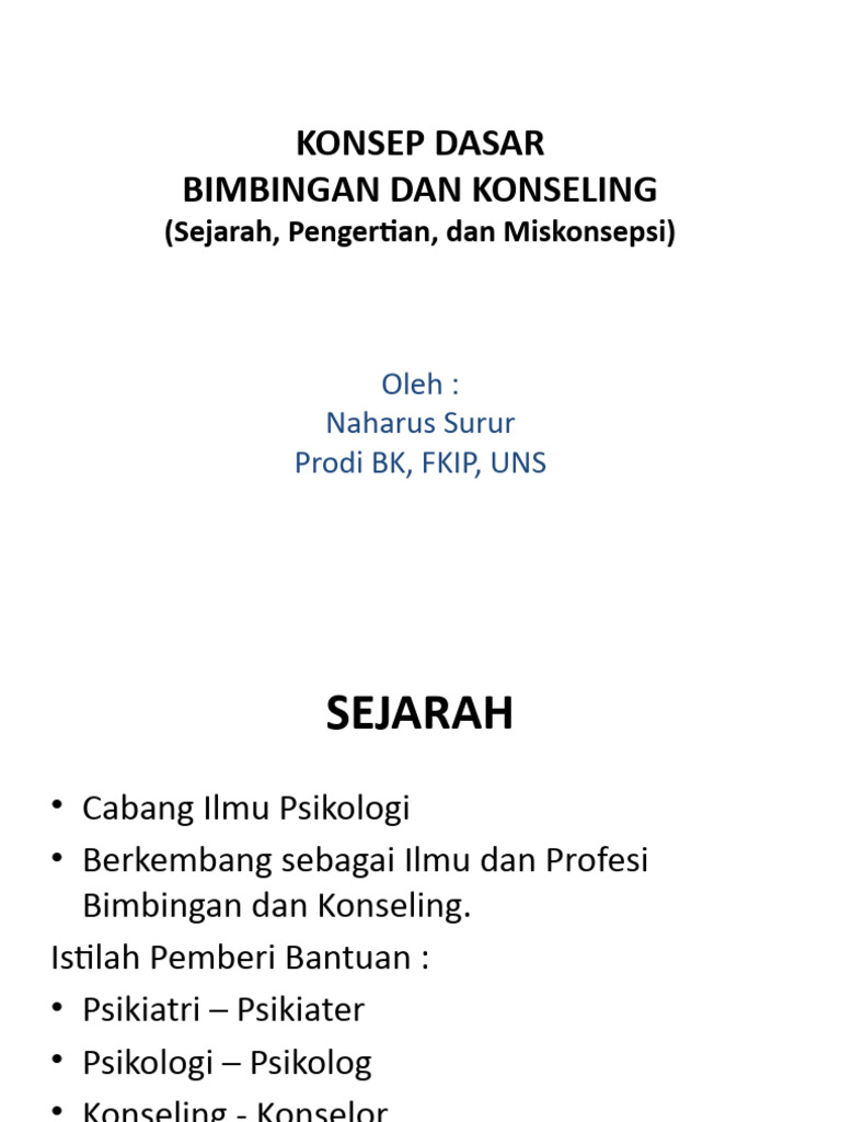 Konsep Dasar Bk 1 Sejarah Pengertian Dan Miskonsepsi Bk Pdf