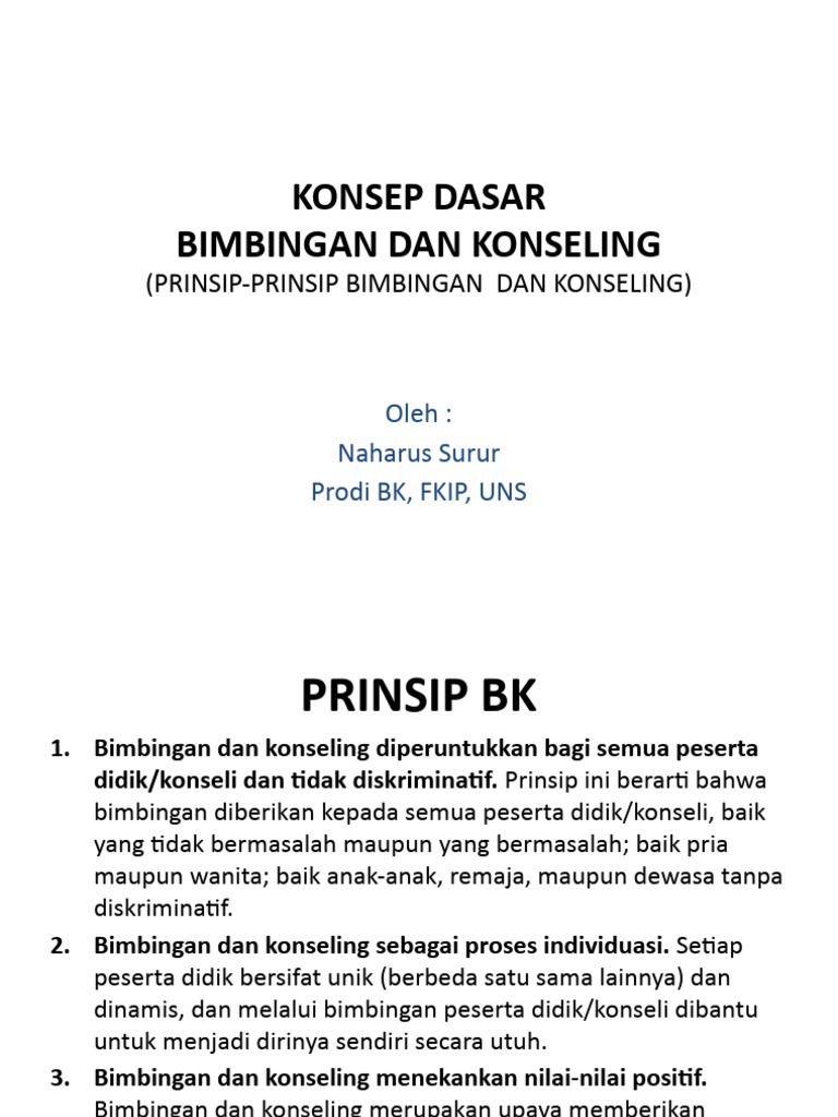 Konsep Dasar BK 3 (Prinsip-Prinsip BK) | PDF