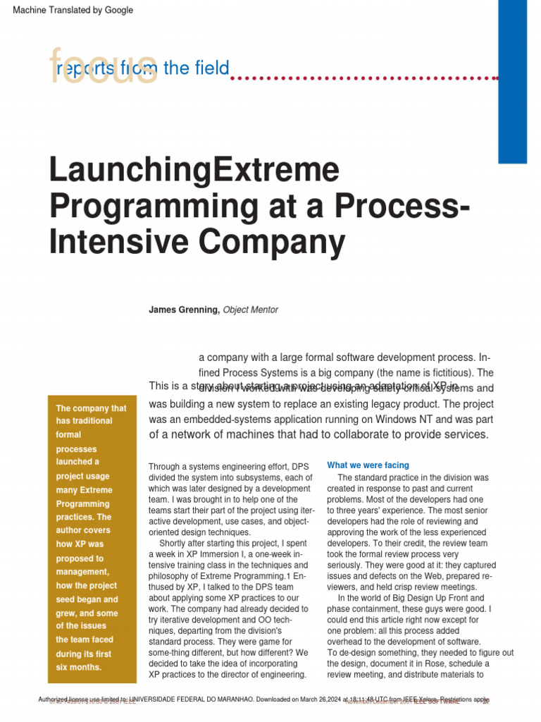 Artigo XP | PDF | Test Driven Development | Computer Programming