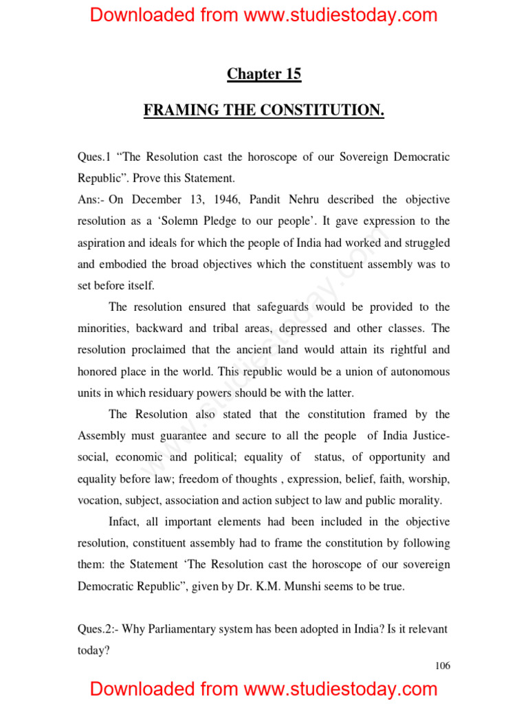 CBSE Class 12 History Framing The Constitution Worksheet | PDF | Democracy | Political Ideologies