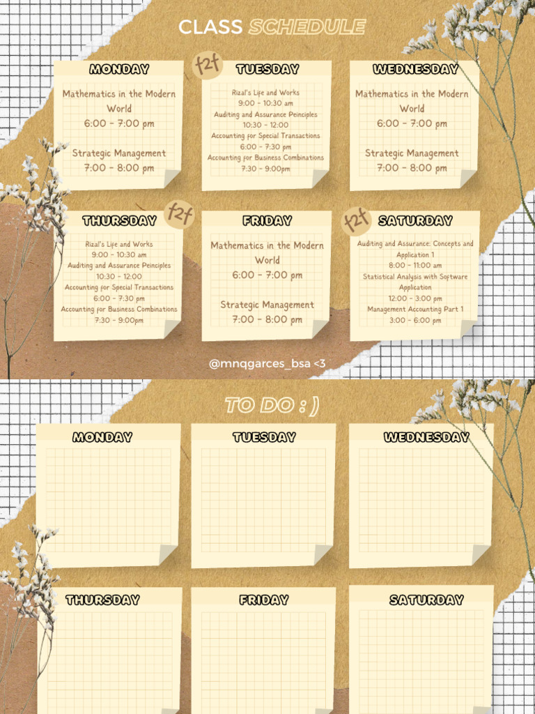 Pastel Cute Playful Illustrative My School Timetable Class Schedule | PDF