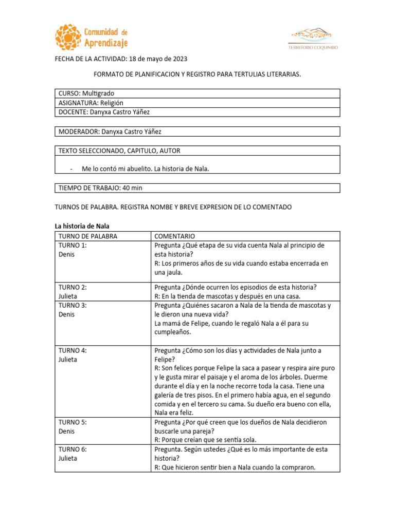 tertulia la historia de nala | PDF