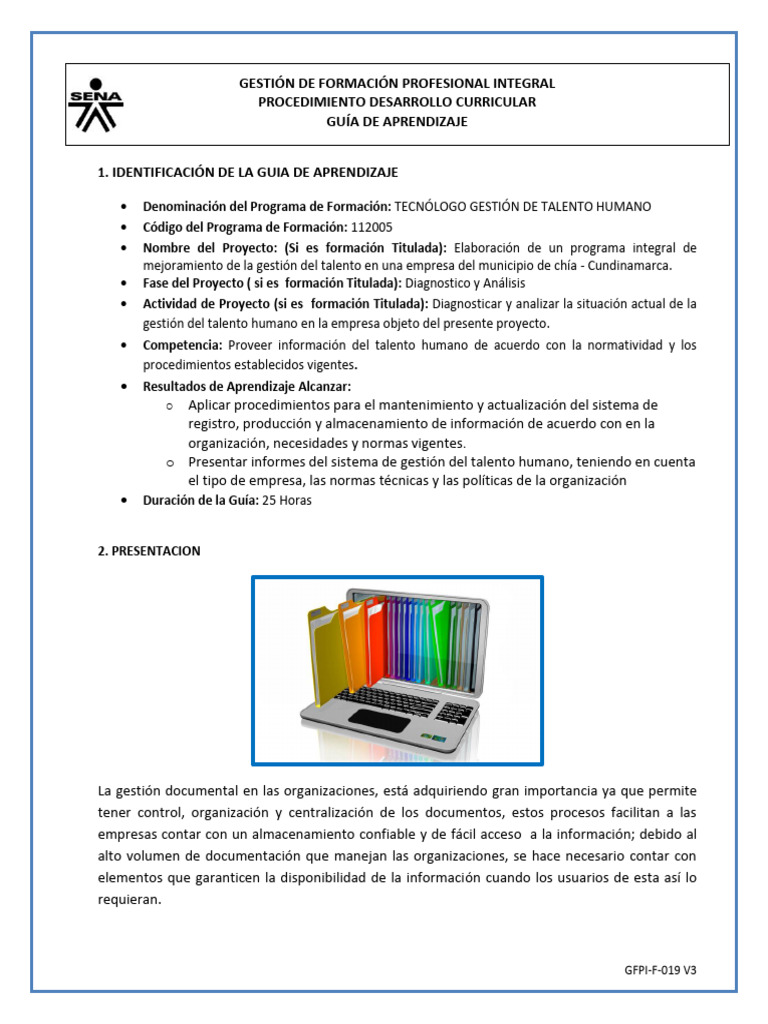 GFPI-F-019 Formato Guia de Aprendizaje RAP. 4 y RAP 5 (Proveer Información) . | PDF | Gestión de ...