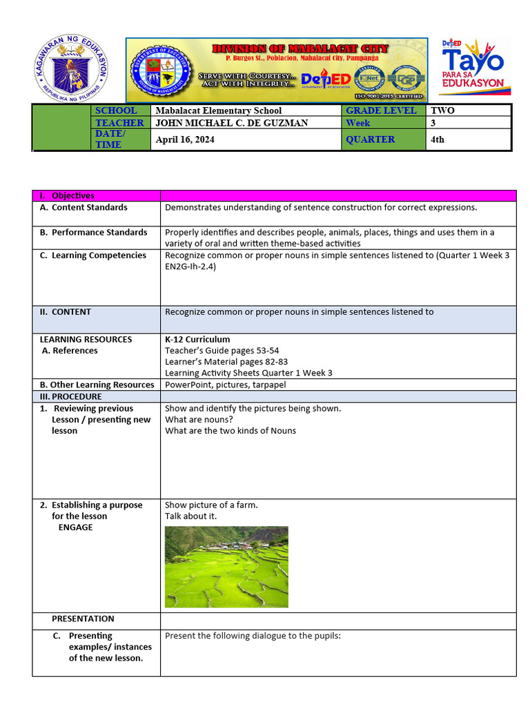 DLP Common and Proper Nouns | PDF | Learning | Teachers