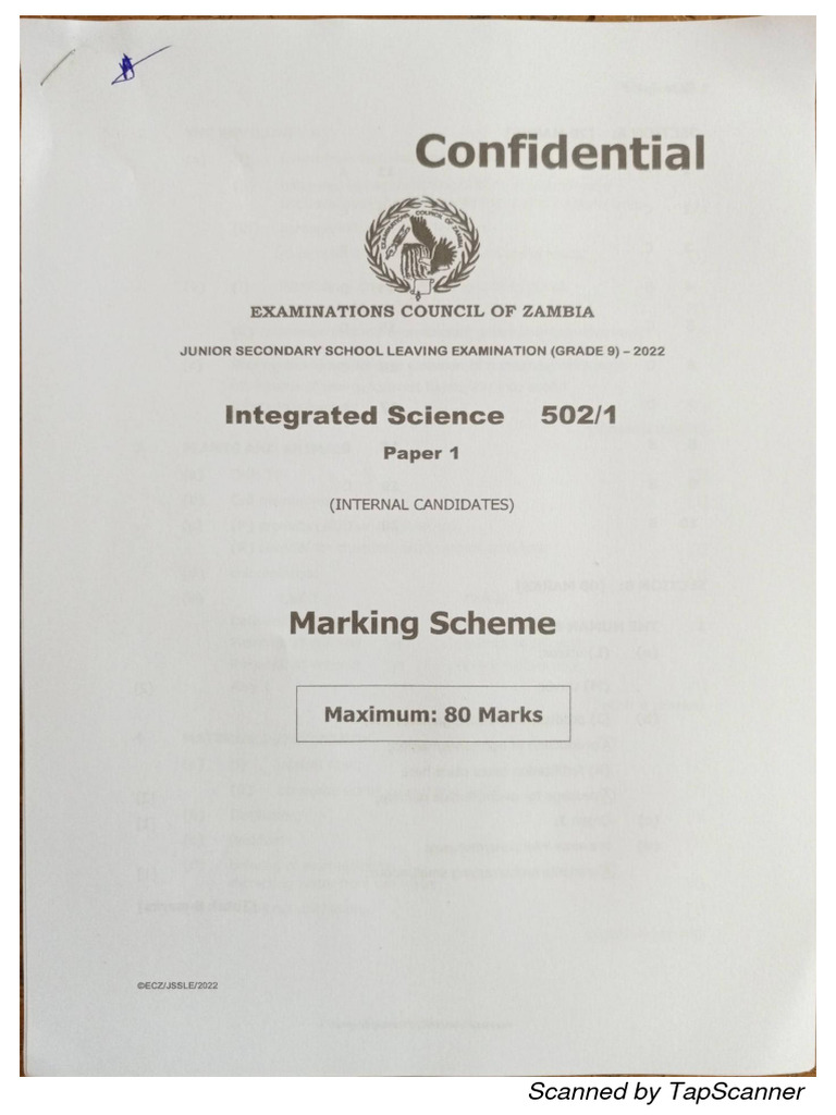 2022 Integrated Science Marking Key | PDF