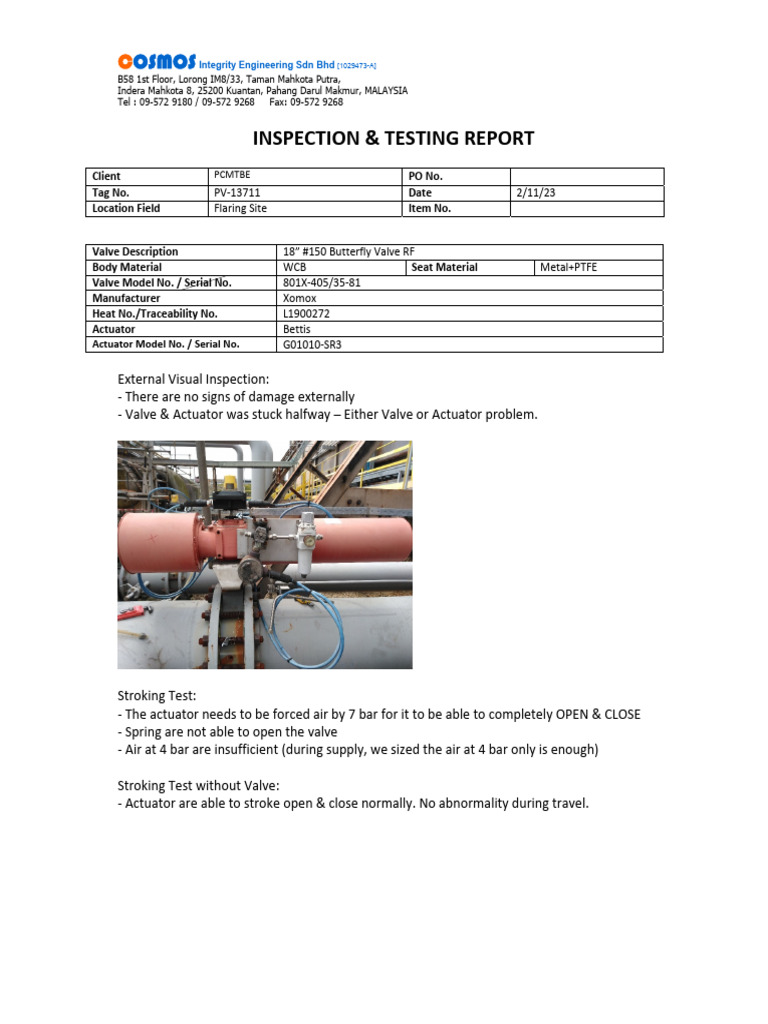 Valve Inspection & Testing Report | PDF | Computers