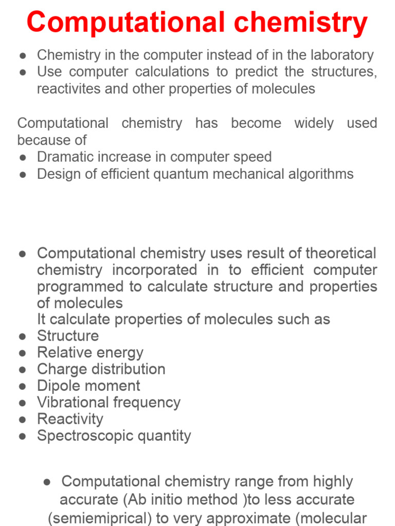 Computational Chemistry | PDF | Ab Initio Quantum Chemistry Methods | Computational Chemistry