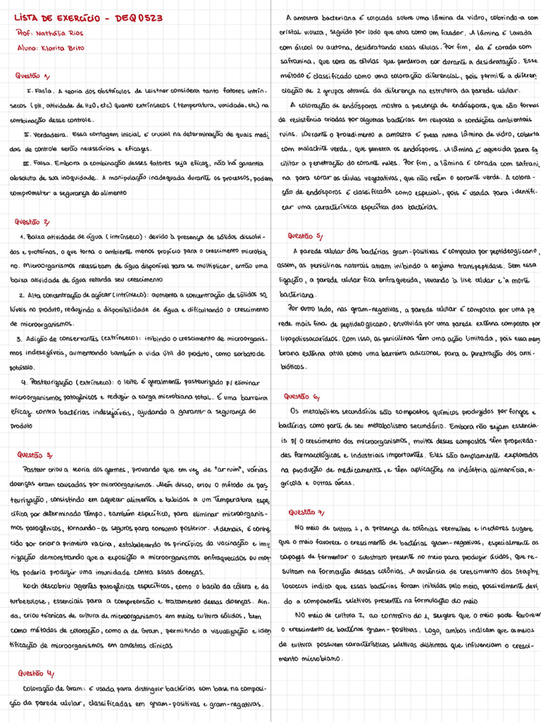 Lista de Exercícios - Biocat - 240402 - 025828 | PDF